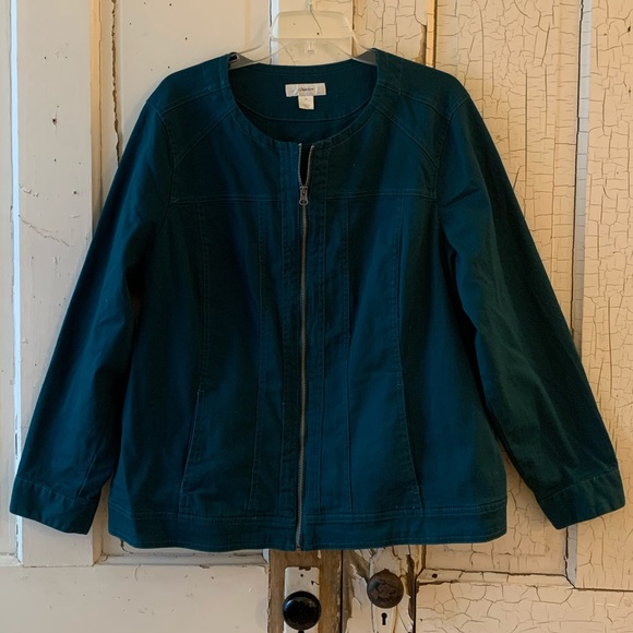 CJ Banks | Jackets & Coats | Cj Banks Emerald Green Denim Jacket Size ...